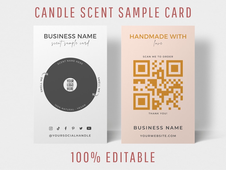 Editable Candle Sample Card Template Printable Smell Sample | Etsy