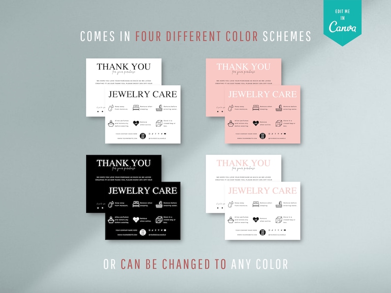 Printable Jewelry Care Card Template, Editable Jewellery Care ...