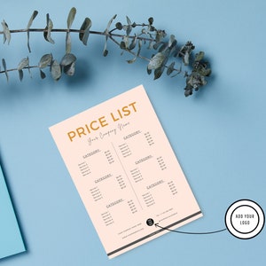 Editable Price List Template, Printable Pricing Sheet, Beauty Salon ...