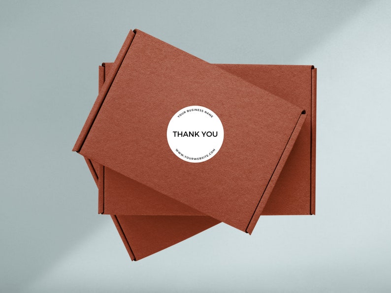 Thank You Box Sticker Template, Editable Packaging Round Label ...