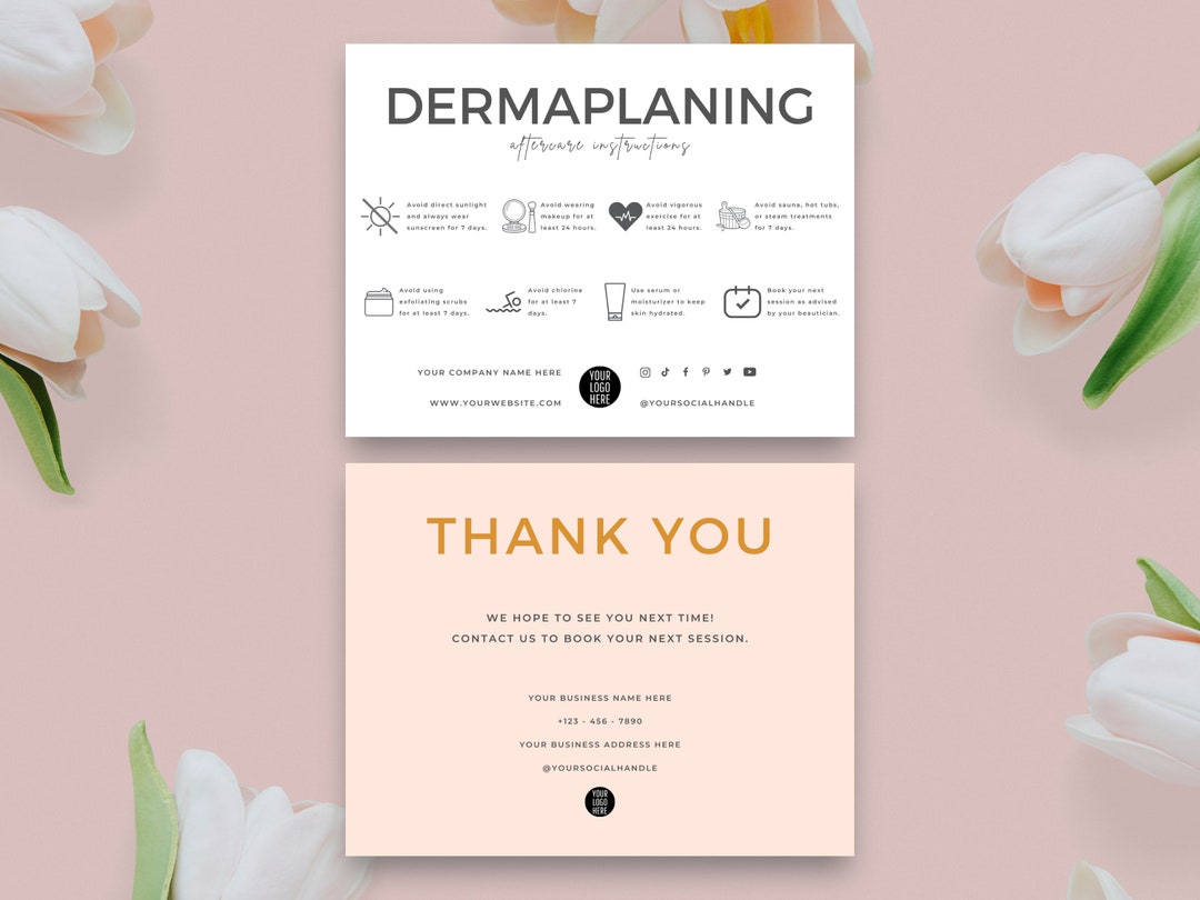 Editable Dermaplaning Aftercare Card Template, Facial Treatment Post ...
