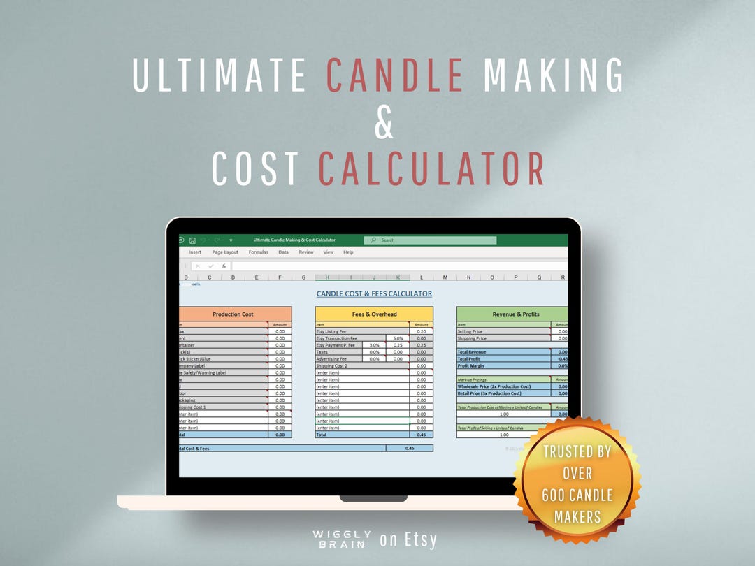 All-in-one Candle Making & Cost Calculator, Pricing Sheet Spreadsheet ...