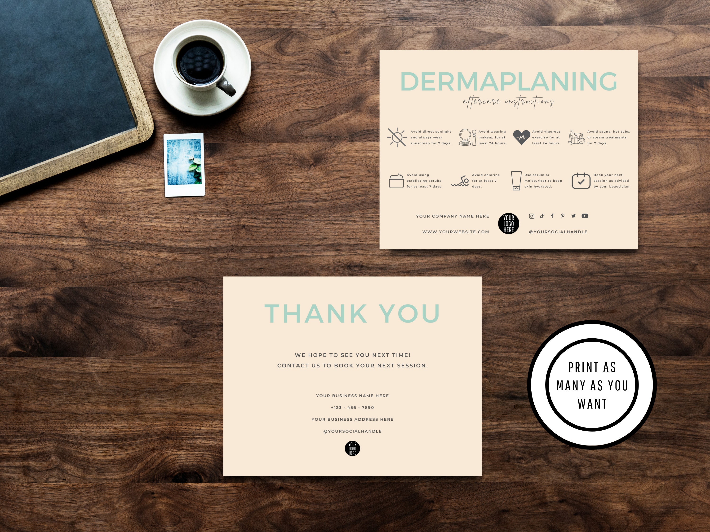 Editable Dermaplaning Aftercare Card Template, Facial Treatment Post ...