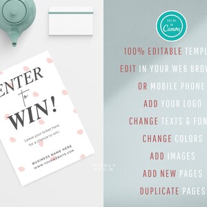 Raffle Sign Template, Editable DIY Enter to Win Poster, Business Event ...