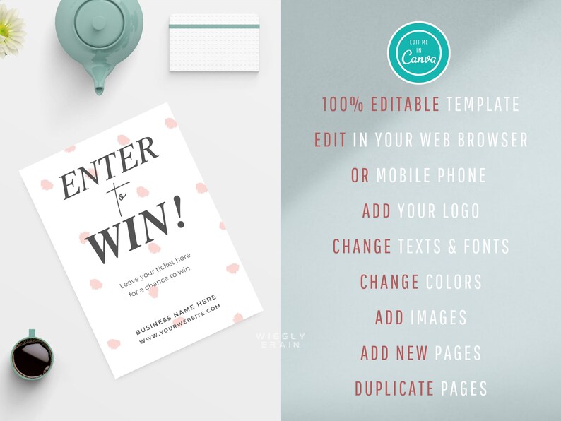 Raffle Sign Template, Editable DIY Enter to Win Poster, Business Event ...