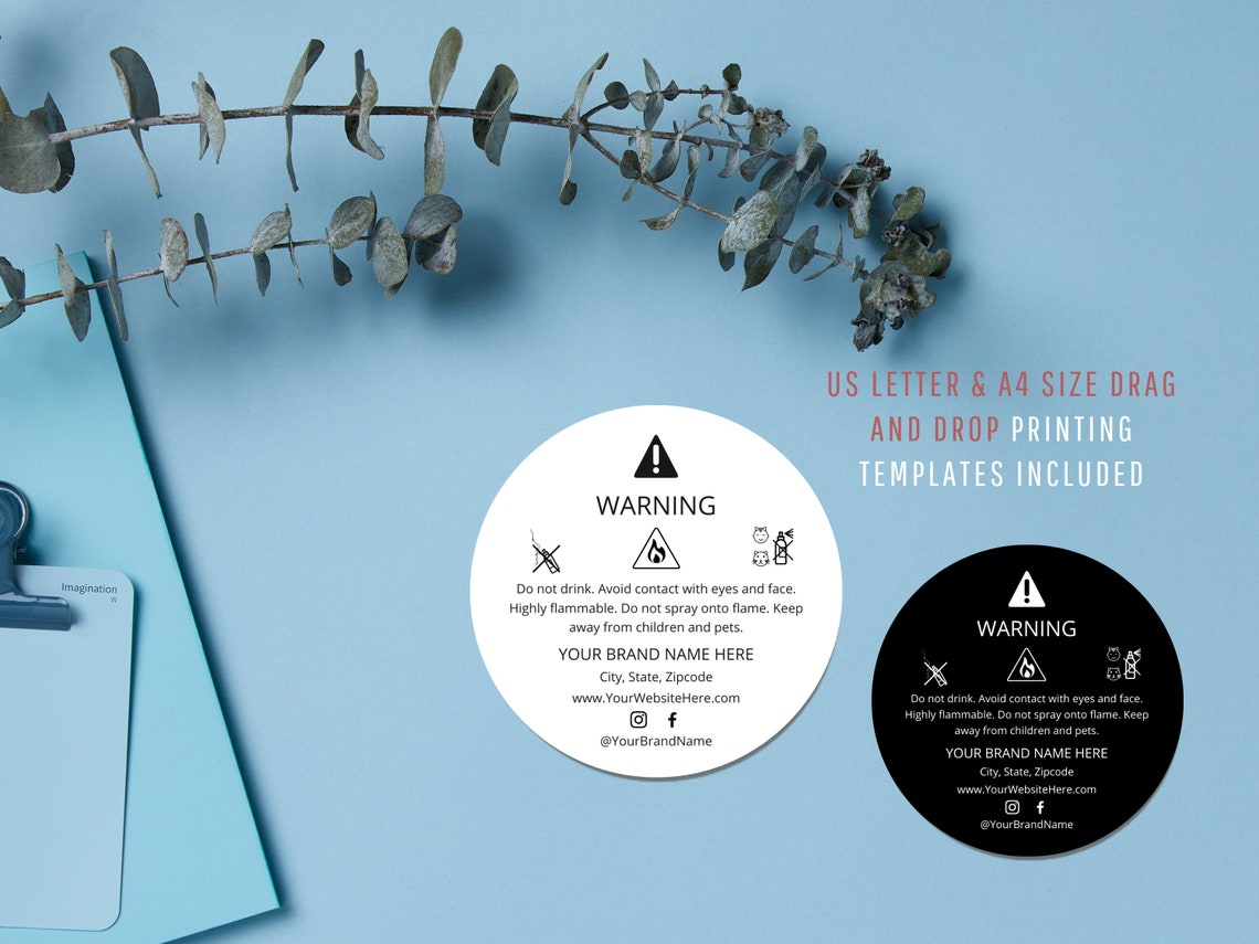 Room Spray Warning Label Templates Printable Room Mist Safety - Etsy