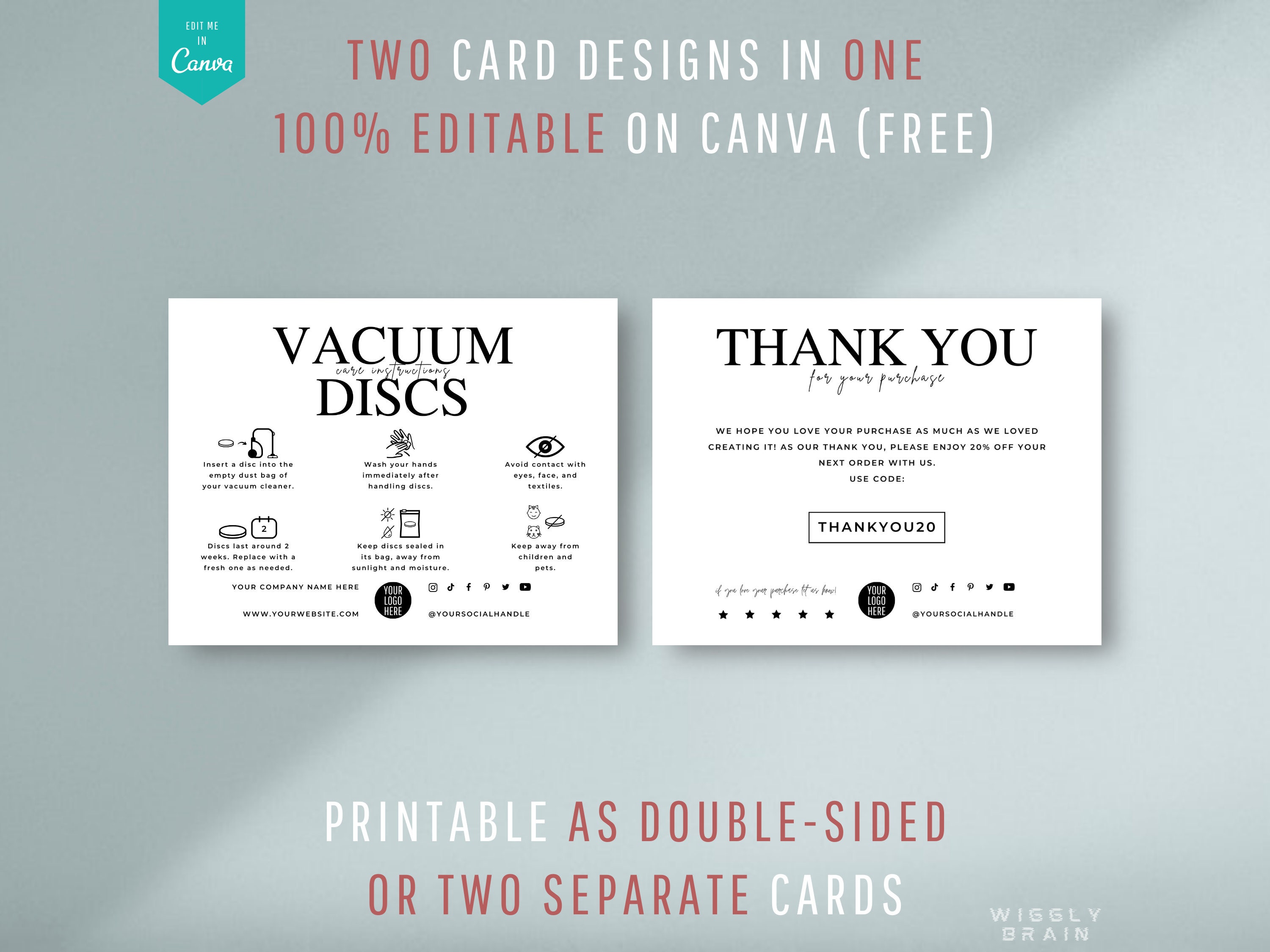 Editable Vacuum Discs Care Card Template, Scented Freshener Disc ...