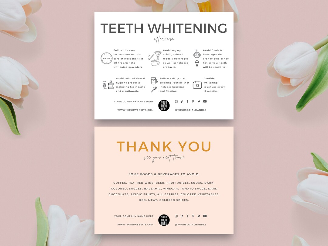 Teeth Whitening Aftercare Template, Editable Teeth Whitening Post Care ...