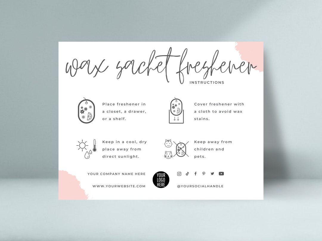 Wax Sachet Care Card Template, Wardrobe Freshener Care Instructions ...