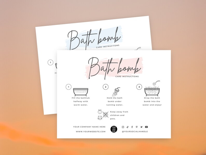 Bath Bomb Care Card Template Bath Fizzies Care Cards Bath - Etsy