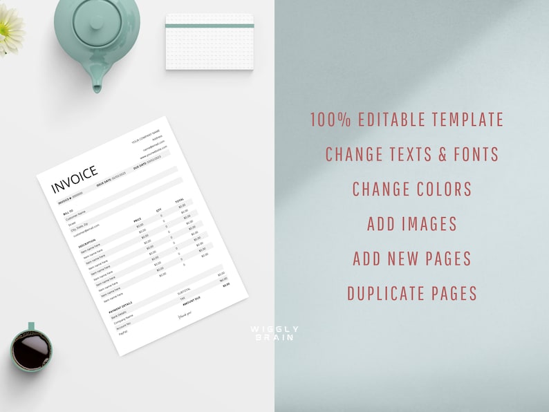 Editable Invoice Template Bundle in US Letter & A4, MS Word - MS Excel ...