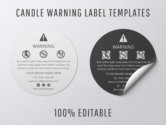 Candle Warning Label Template Printable Candle Safety Labels - Etsy