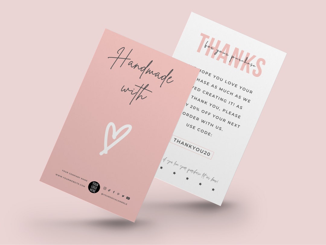 Editable Thank You Card Template Bundle, Mini Thanks for Your Order ...