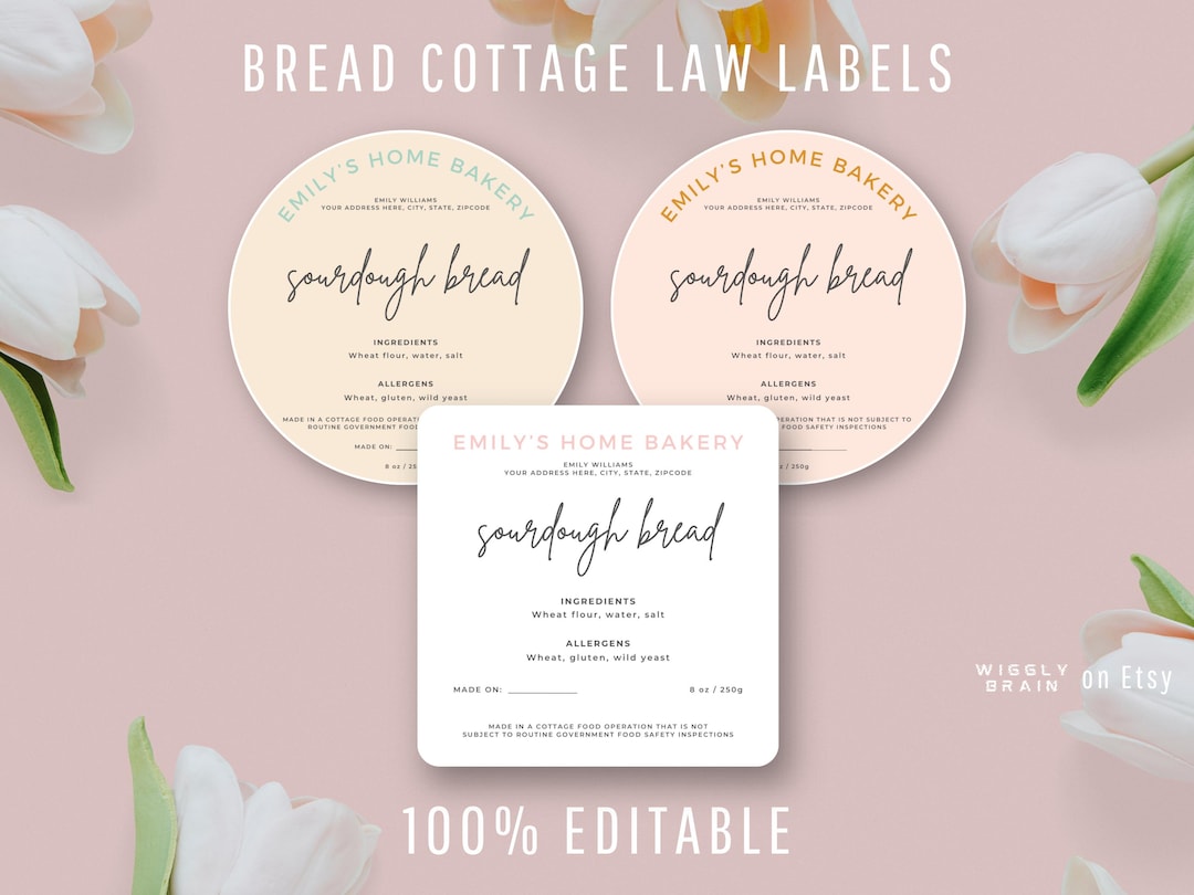 Editable Bread Bakery Cottage Law Labels Template, Food License ...