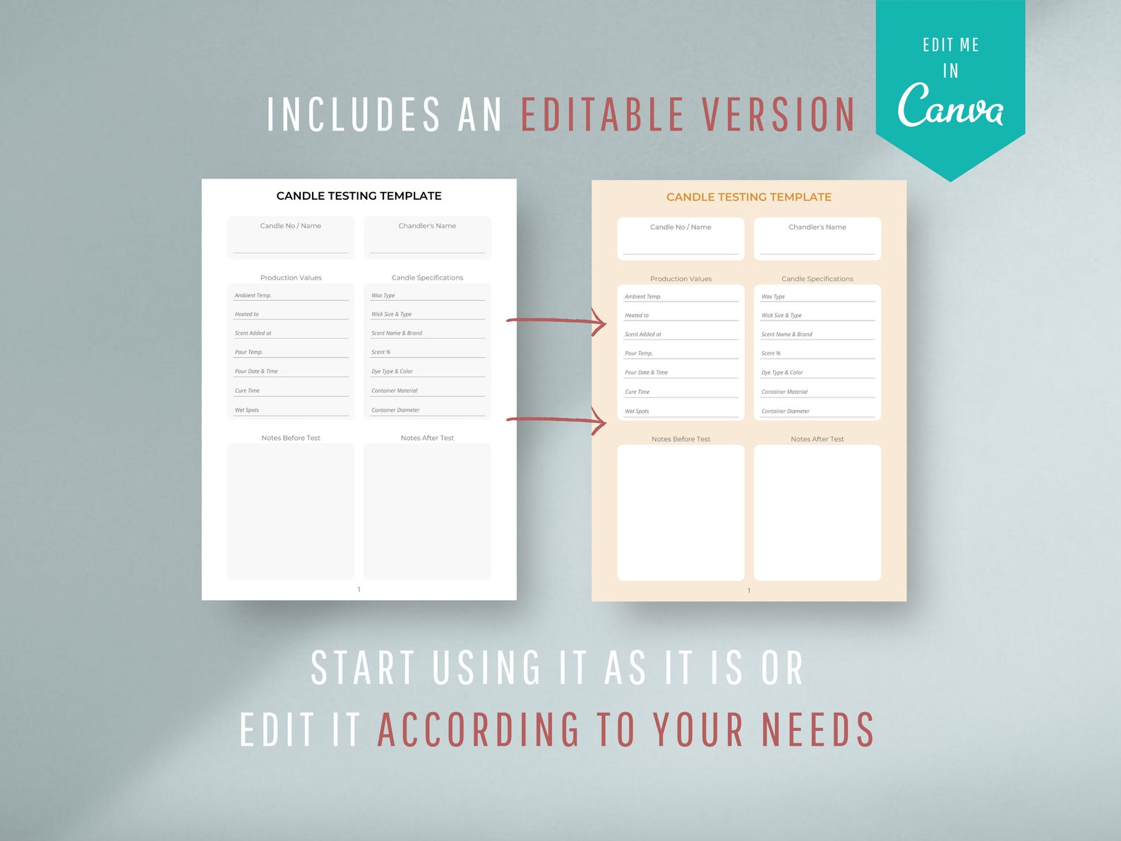Candle Testing Template, Printable Candle Burn Test Log Sheet to Make ...