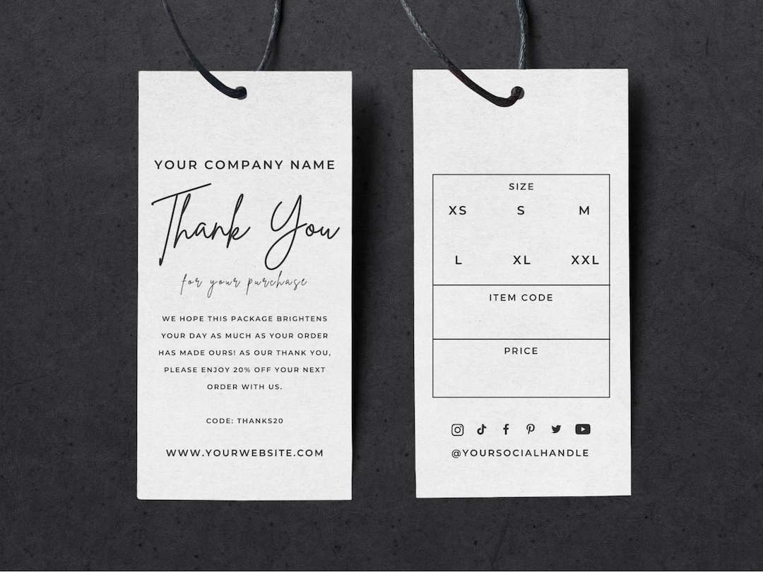 Editable Hang Tag Template, Printable Customizable Clothing Tag, Swing ...