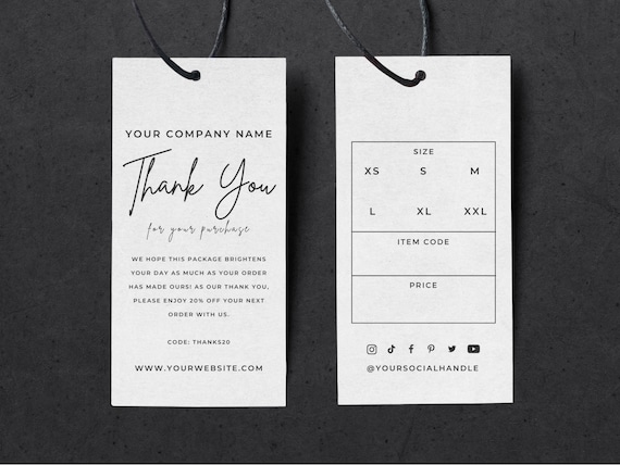 Editable Hang Tag Template Printable Customizable Clothing - Etsy Australia
