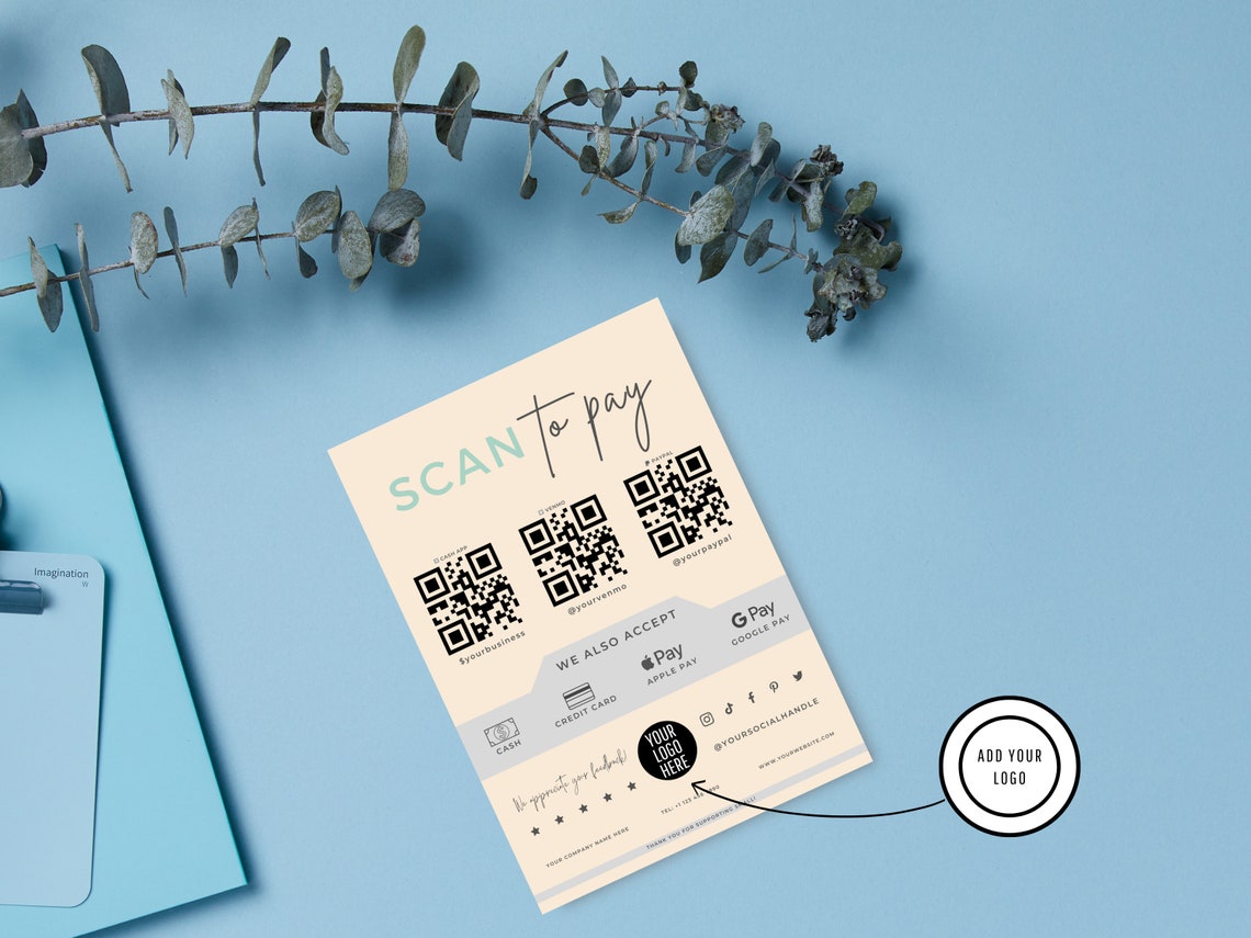 QR Code Sign Template Scan to Pay Payment Sign Custom Venmo - Etsy