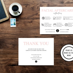 Editable Facial Aftercare Card Template, Facial Treatment Post Care ...