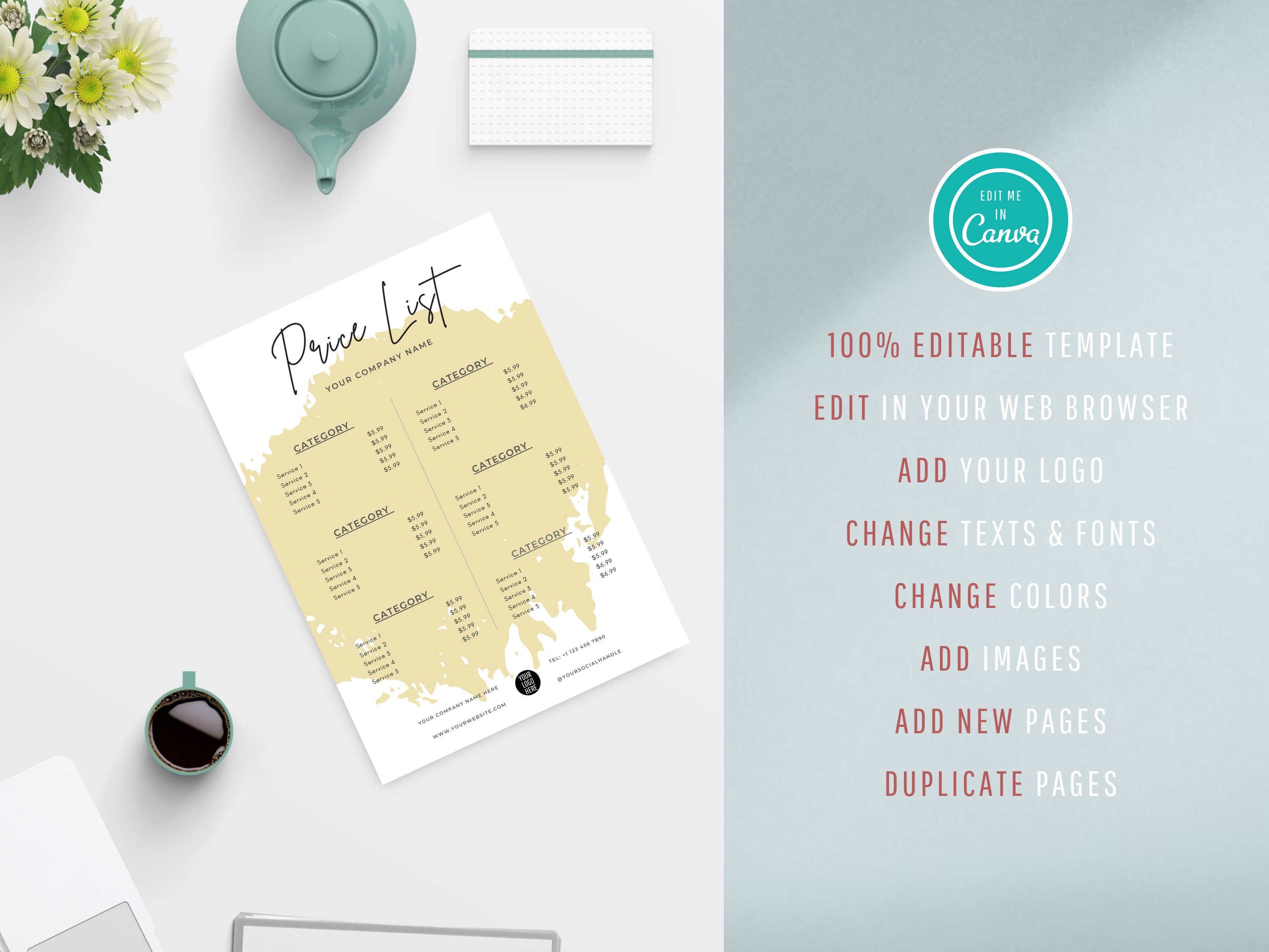 Editable Vinyl Price List Template Printable Pricing Sheet | Etsy Australia