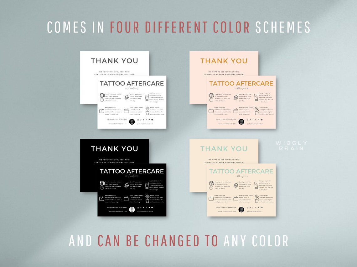 Editable Tattoo Aftercare Instructions Card Template, Tattoo Artist ...