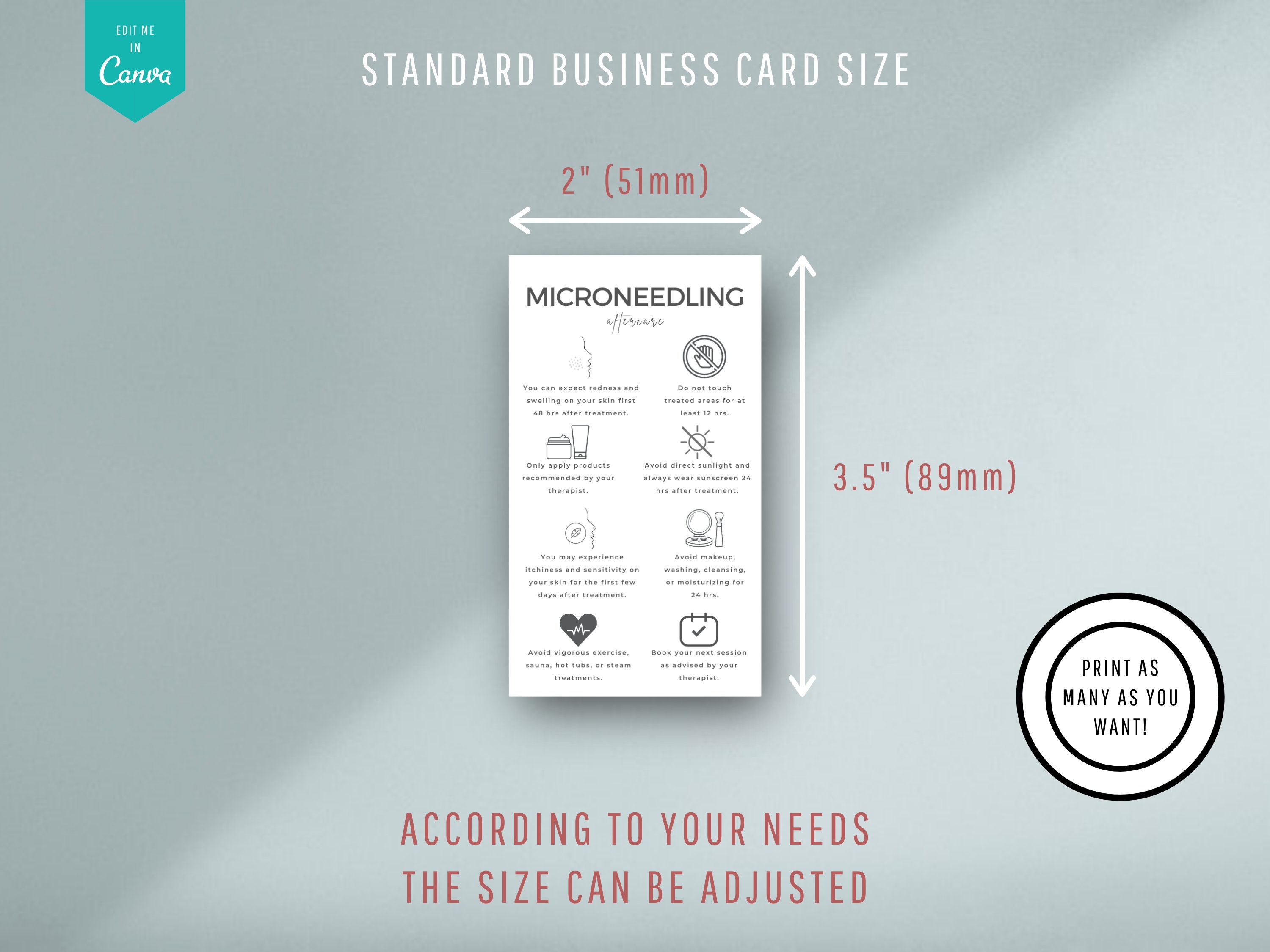 Editable Microneedling Aftercare Card Template Facial Care - Etsy