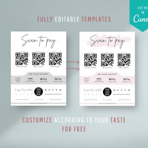 QR Code Sign Template, Scan to Pay Payment Sign, Custom Venmo QR Code ...