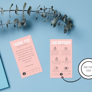 Mini Car Diffuser Care Card Template, Editable Car Scent Care ...