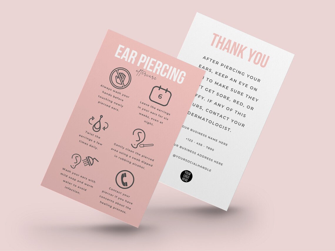 Editable Ear Piercing Aftercare Template Chic Piercing Guide | Etsy