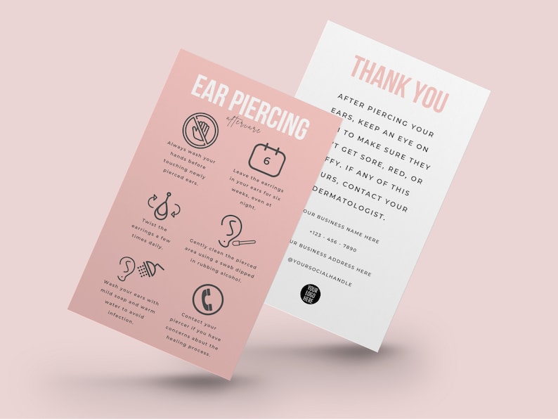 Editable Ear Piercing Aftercare Template Chic Piercing Guide - Etsy