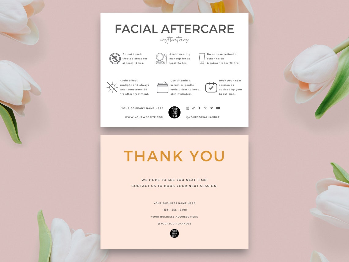 Editable Facial Aftercare Card Template Facial Treatment Post - Etsy