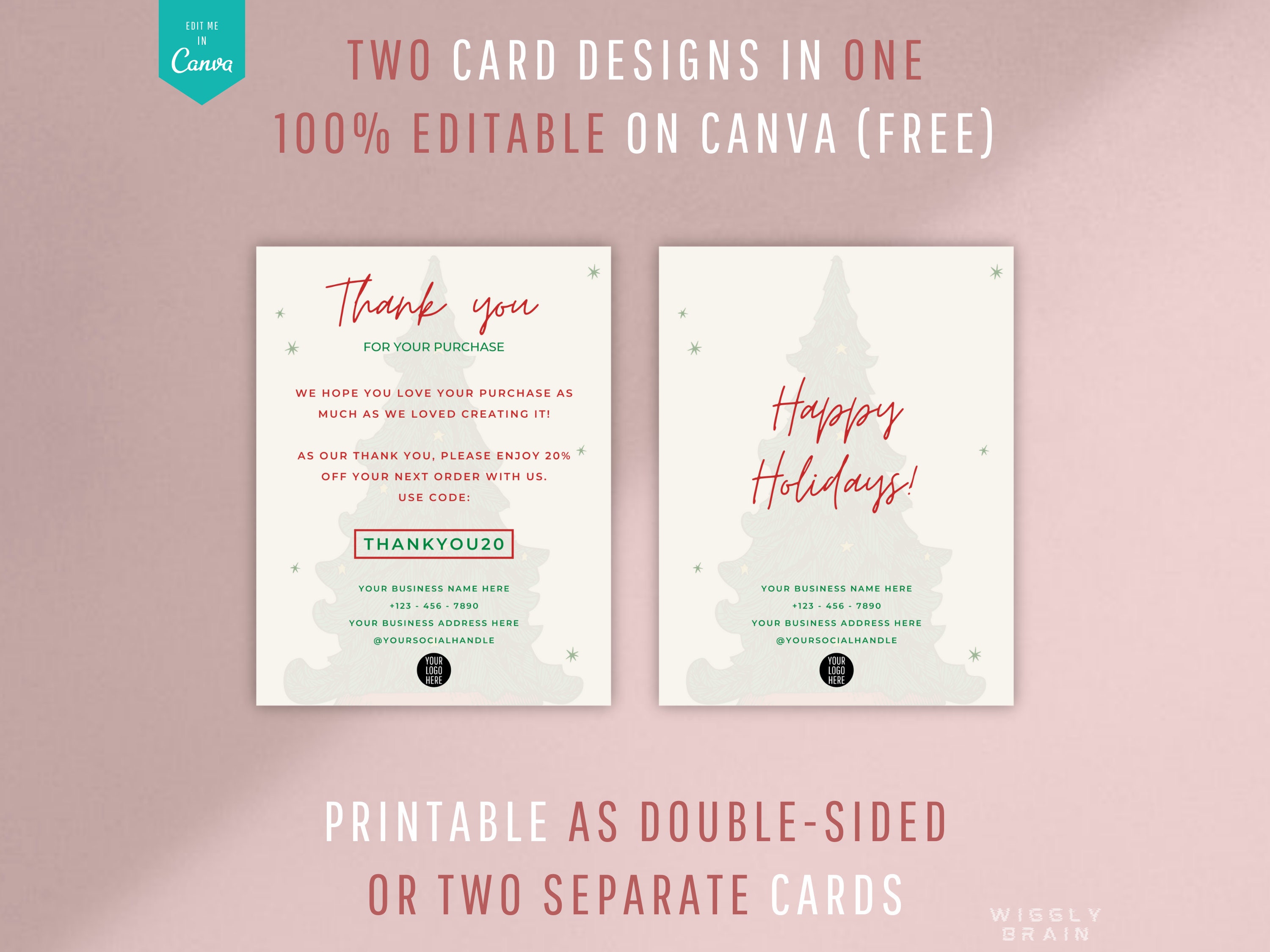 Editable Christmas Business Thank You Card Template, Holiday Thank You ...