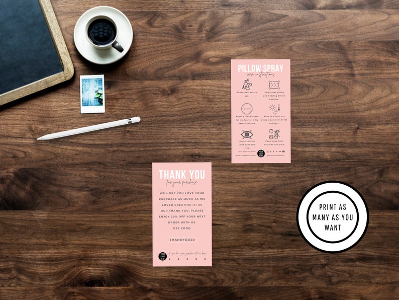 Editable Mini Pillow Spray Care Card Template Sleep Mist Care - Etsy