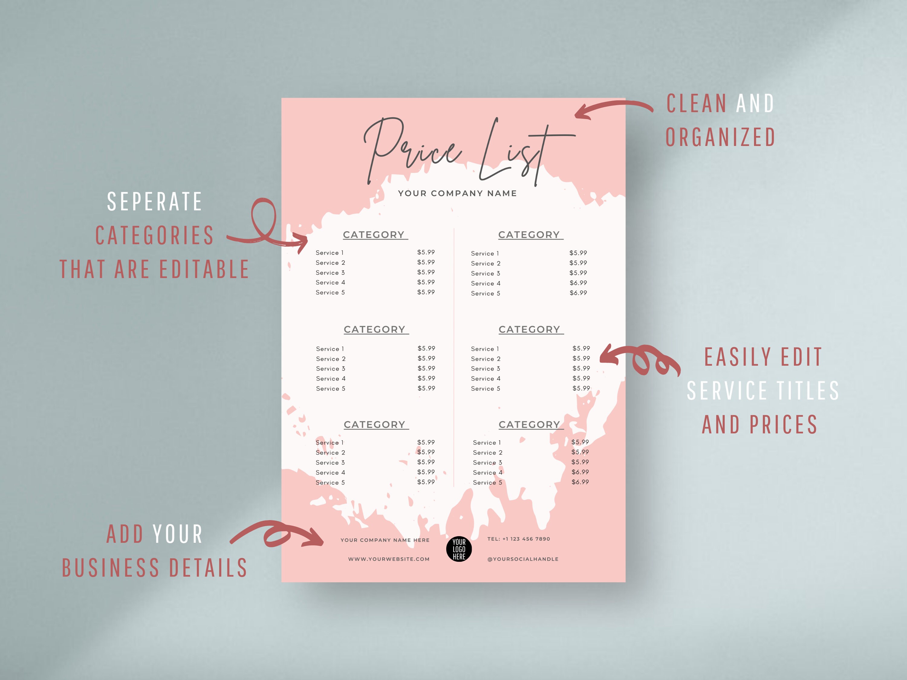 Editable Vinyl Price List Template Printable Pricing Sheet | Etsy UK