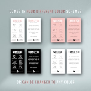 Washing Instructions Card Template, Printable Clothing Care Cards, DIY ...