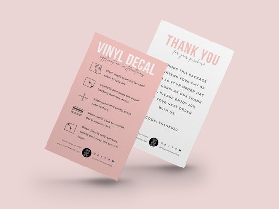 Vinyl Instructions Card Template Editable Vinyl Decal - Etsy
