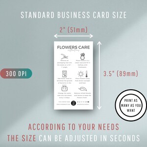 Mini Flowers Care Card Template, Editable Bouquet Care Guide, Florist ...