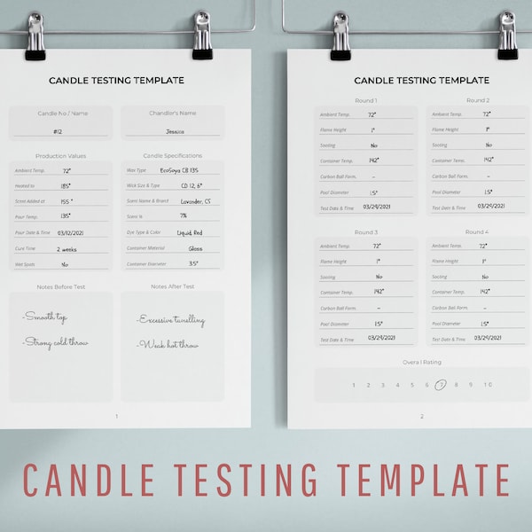 Wax Melt Making Testing Worksheets - Etsy UK