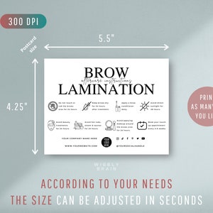 Editable Brow Lamination Aftercare Card Template, Brows Lami Post Care ...