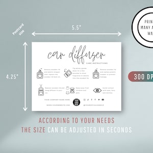 Car Diffuser Care Card Template, Editable Car Scent Care Instructions ...