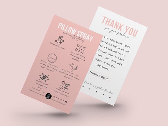 Editable Mini Pillow Spray Care Card Template Sleep Mist Care - Etsy