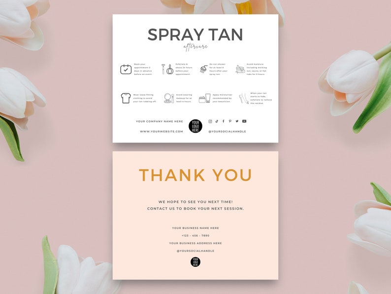 Editable Spray Tan Care Card Template Tanning Aftercare - Etsy