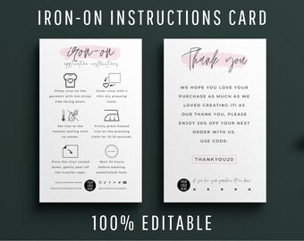 Iron-on Instructions Template, Editable Iron on Heat Transfer Vinyl ...