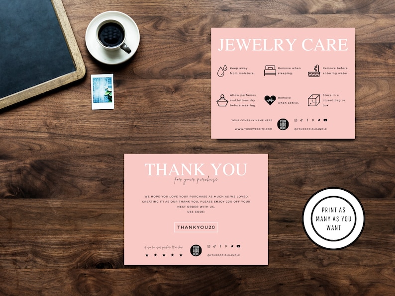 Printable Jewelry Care Card Template, Editable Jewellery Care ...