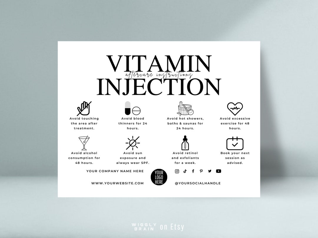 Editable Vitamin Injection Aftercare Template, B12 Injections Post Care ...