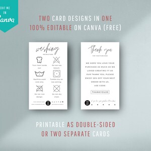 Mini Washing Instructions Card Template, Printable Clothing Care Cards ...