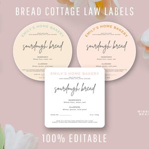Custom Bread Labels Template, Sourdough Food License Stickers Round ...