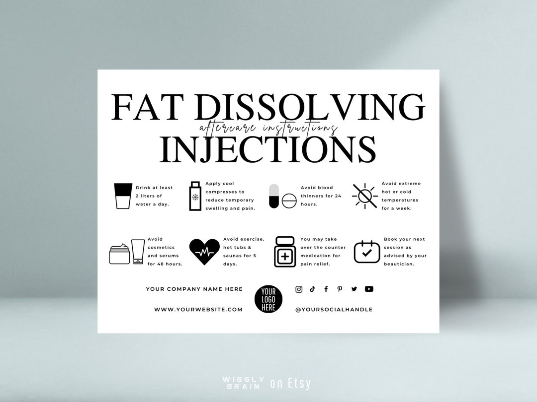 Editable Fat Dissolving Injection Aftercare Card Template, Body ...