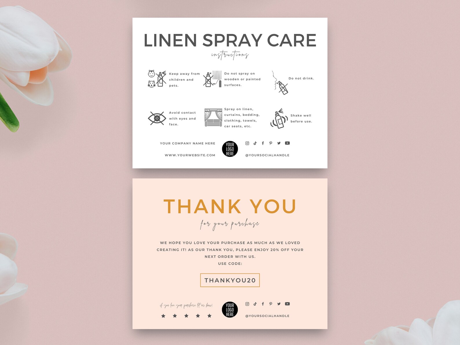 Editable Linen Spray Care Card Template, Fabric Mist Care Instructions ...