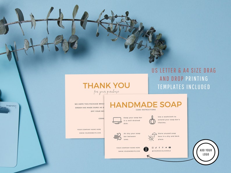 Handmade Soap Care Card Template, Editable Soap Bar Care Guide ...